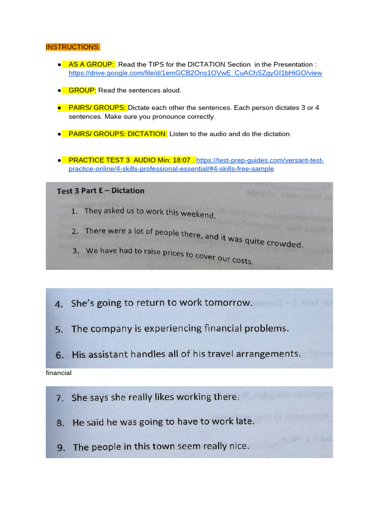 Dictation Practice Instructions and Tips | PDF