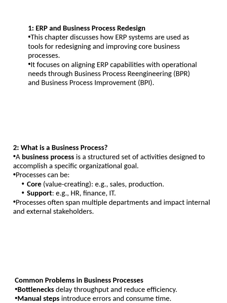 ERP in Business Process Redesign | PDF | Enterprise Resource Planning ...