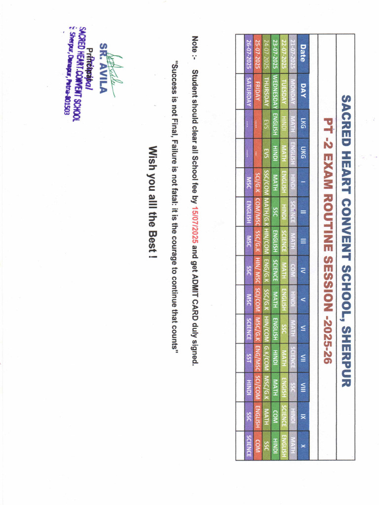 PT 2 Exam Routine 2025-26 | PDF