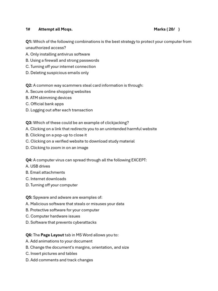 Class Nine Second Assessment Paper | PDF | Databases | Malware