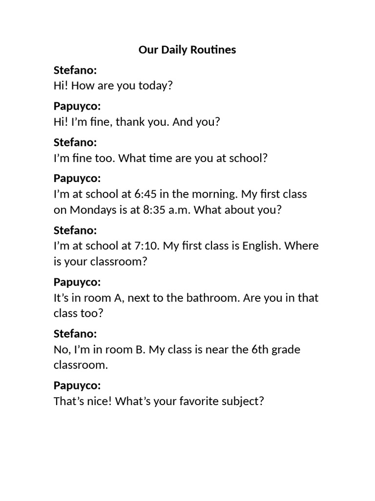 Our Daily Routines | PDF