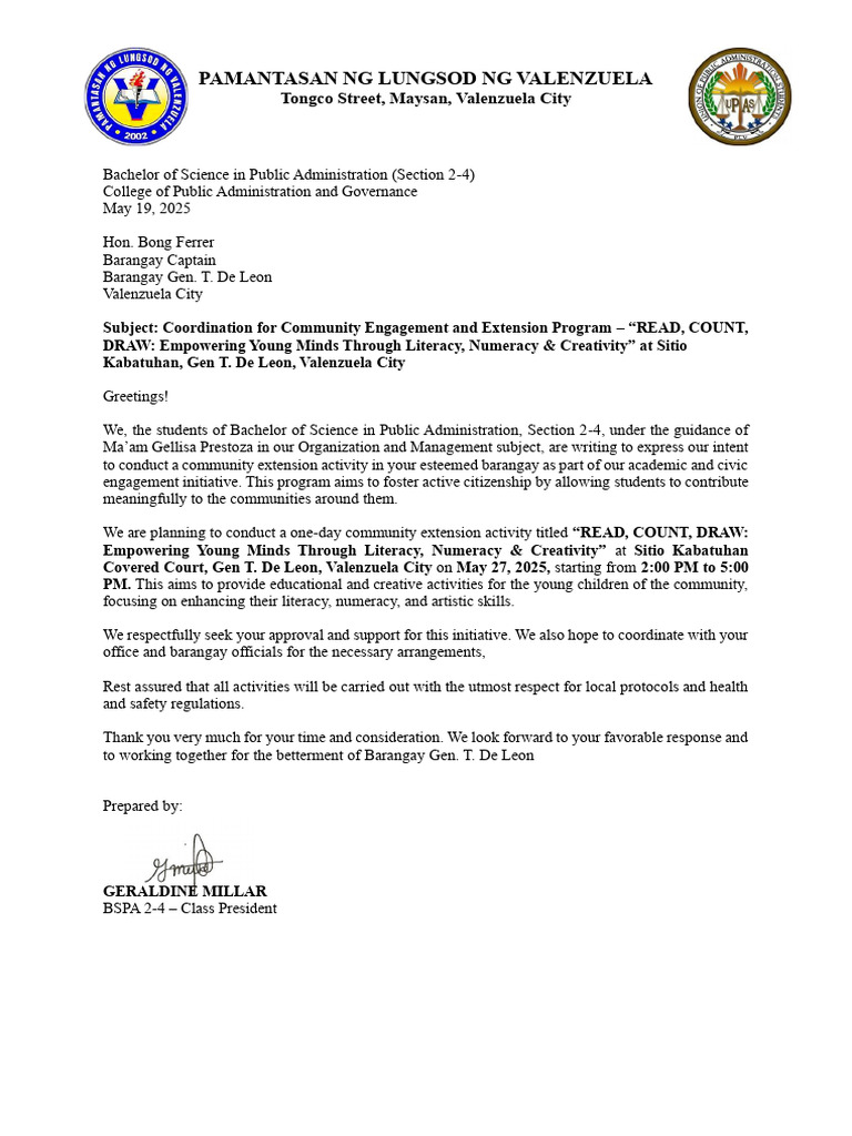 Community Engagement Proposal for Gen. T. De Leon | PDF