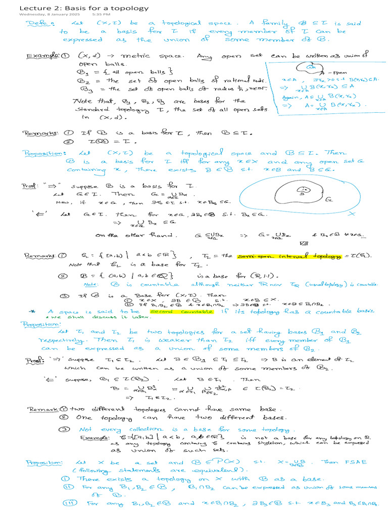 Lecture 2 Basis For A Topology | PDF