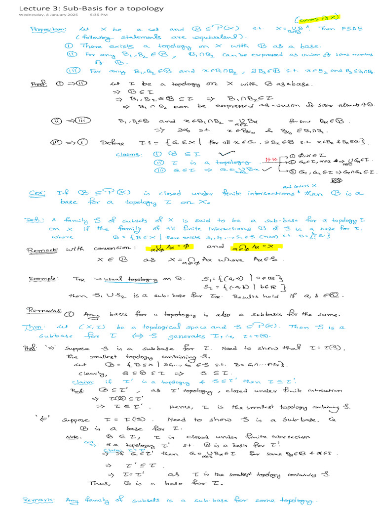 Lecture 3 Sub-Basis For A Topology | PDF