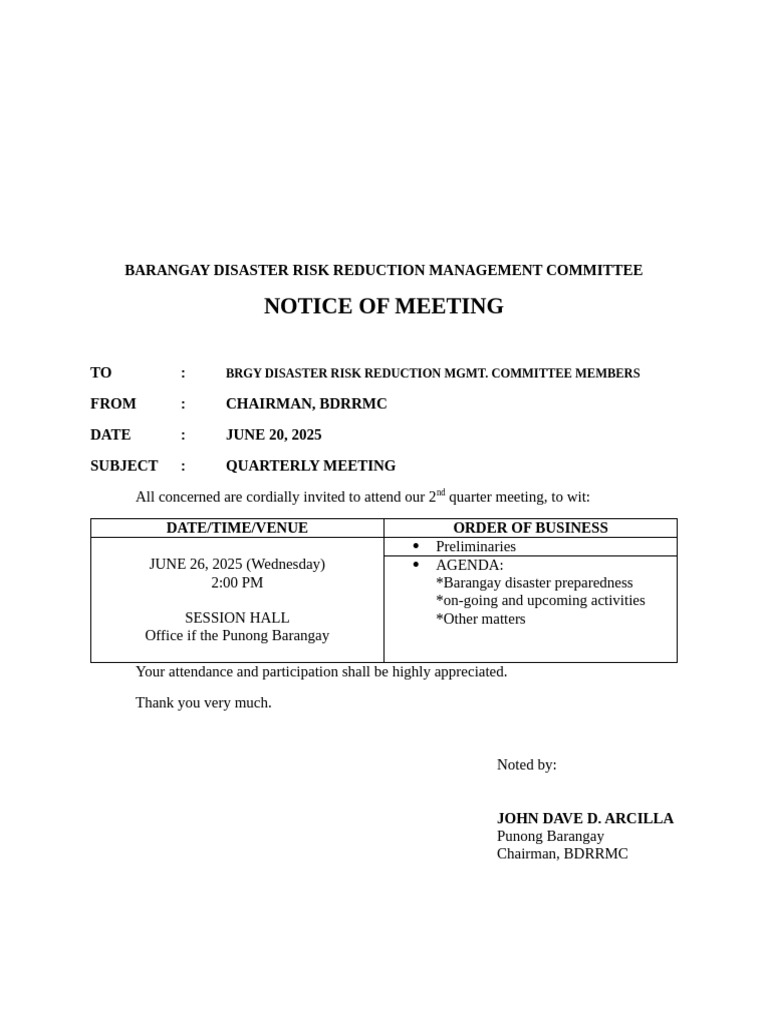 Barangay Disaster Risk Reduction Management | PDF