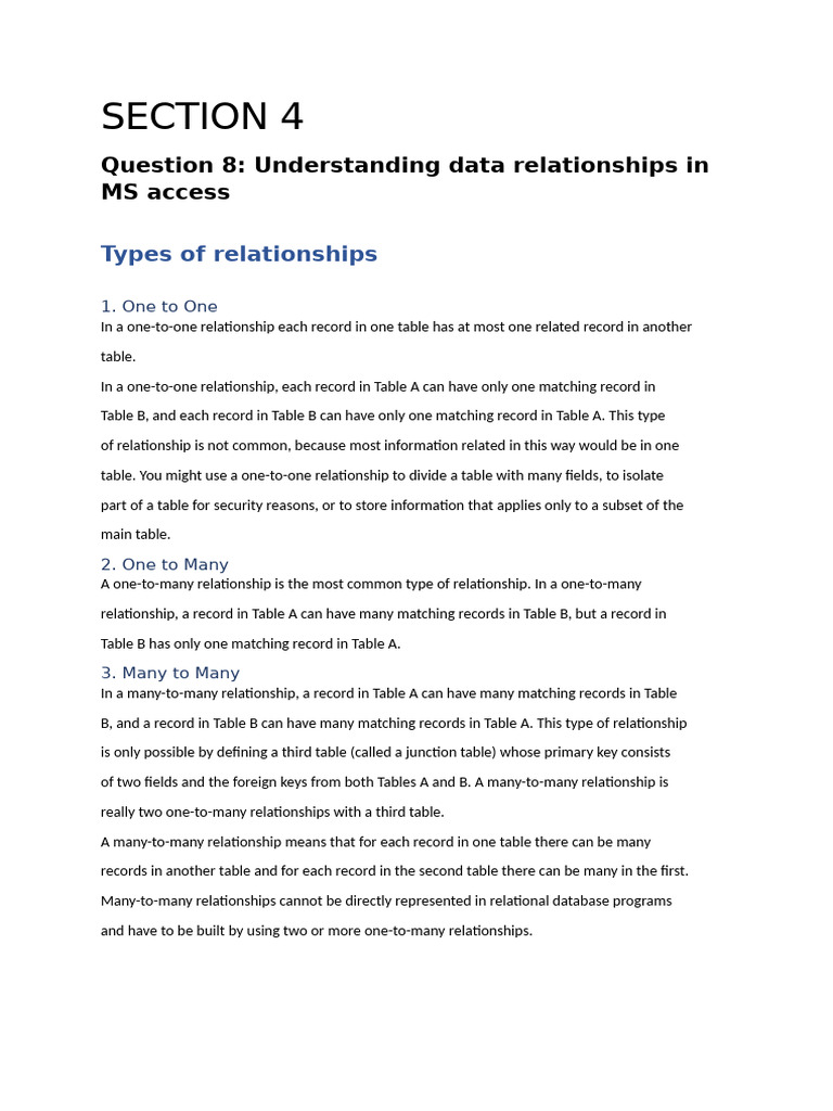 Understanding Data Relationships in MS Access | PDF | Table (Database) | Data Management Software