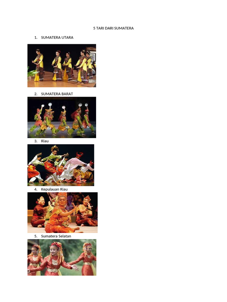 5 Tari Dari Sumatera | PDF