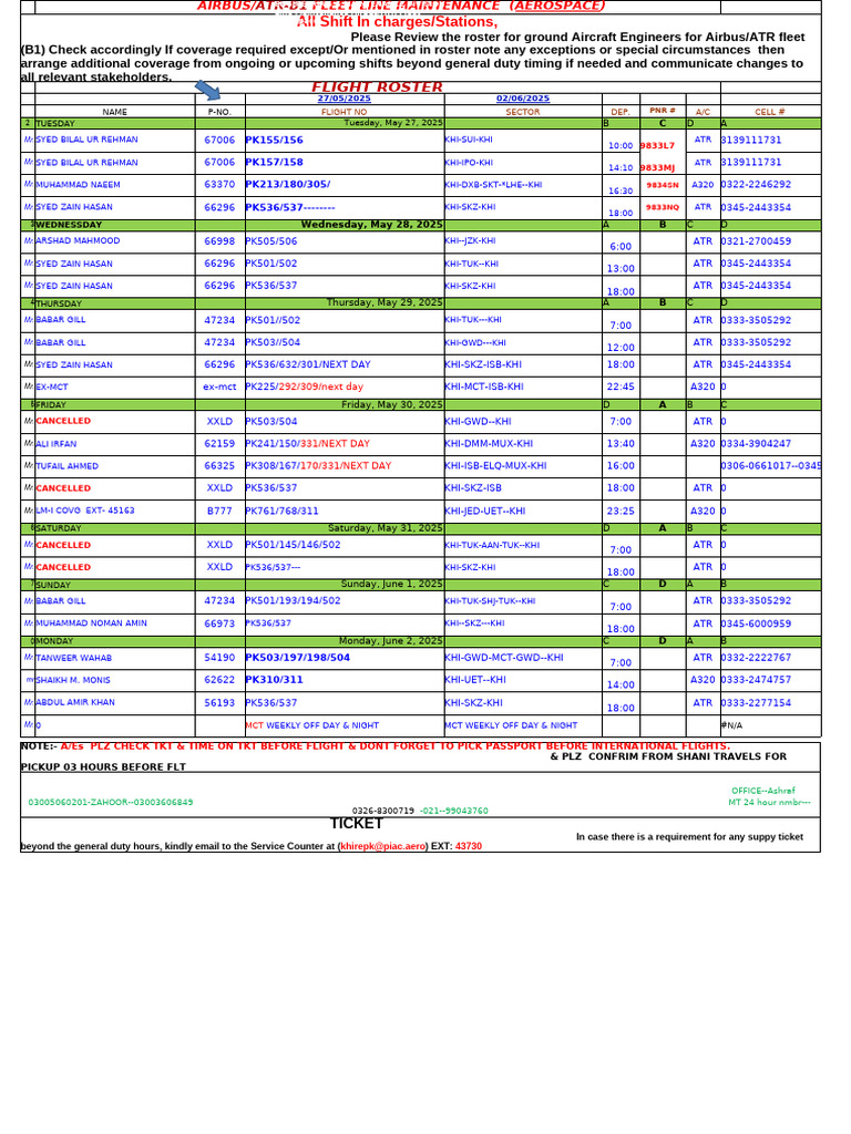 Flight Roster: PK155/156 PK157/158 PK213/180/305/ PK536/537 | PDF