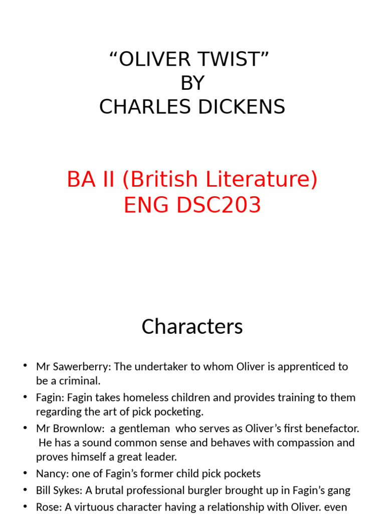 3.oliver Twist, Characters | PDF | Fagin | Charles Dickens Characters