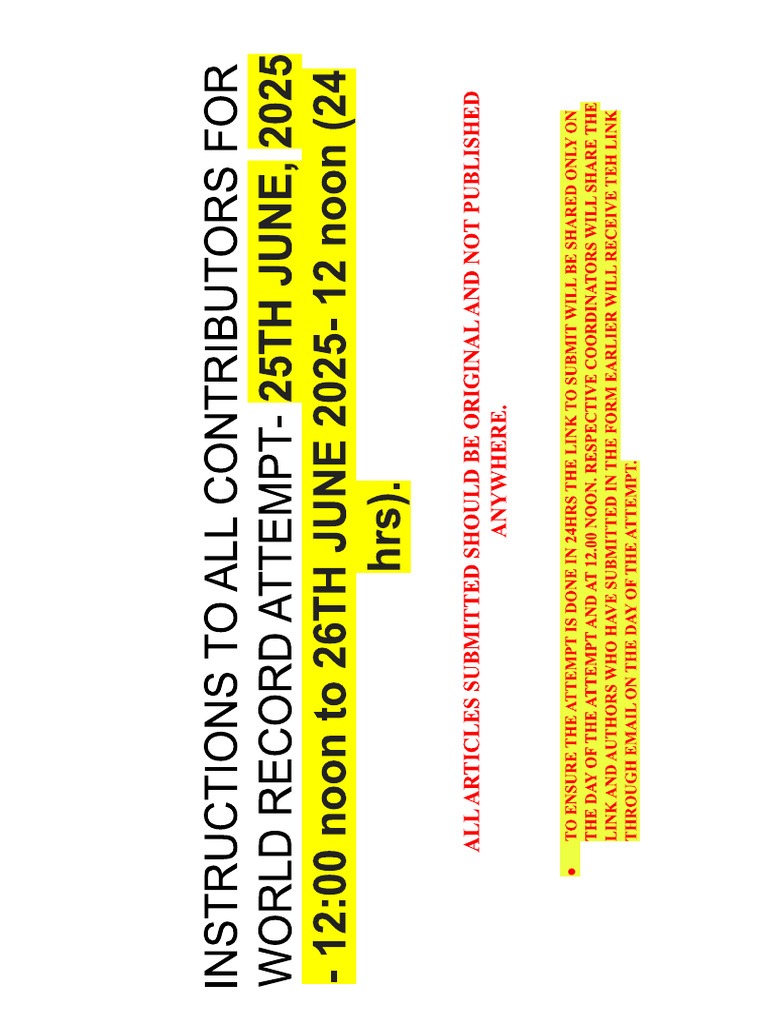 Instructions To Contributors of World Record Attempt | PDF
