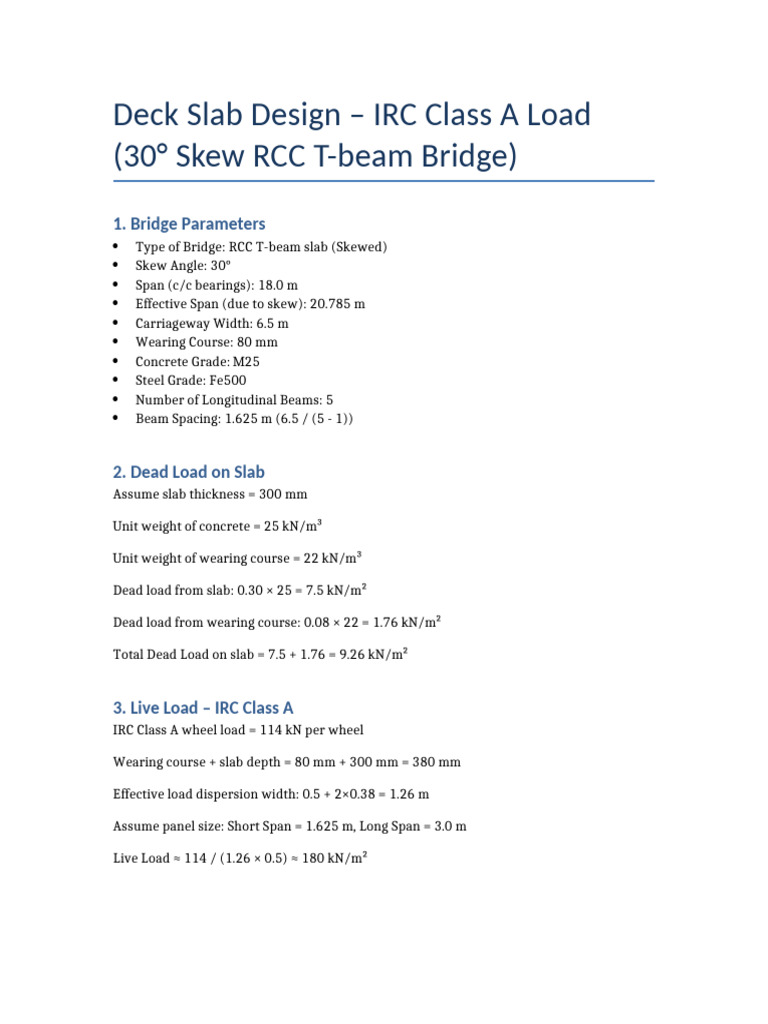 Skew Bridge Design: 30° RCC T-beam | PDF | Beam (Structure) | Building ...