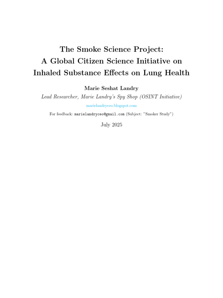 The Smoke Science Project: A Global Citizen Science Initiative On ...