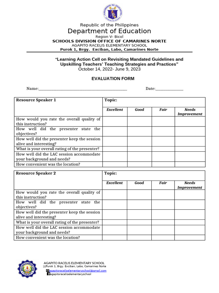 Evaluation Form - Attendance | PDF | Intelligence | Cognition