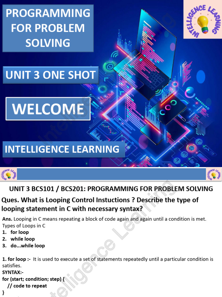 C Programming Loops and Functions Guide | PDF | Computing | Software ...