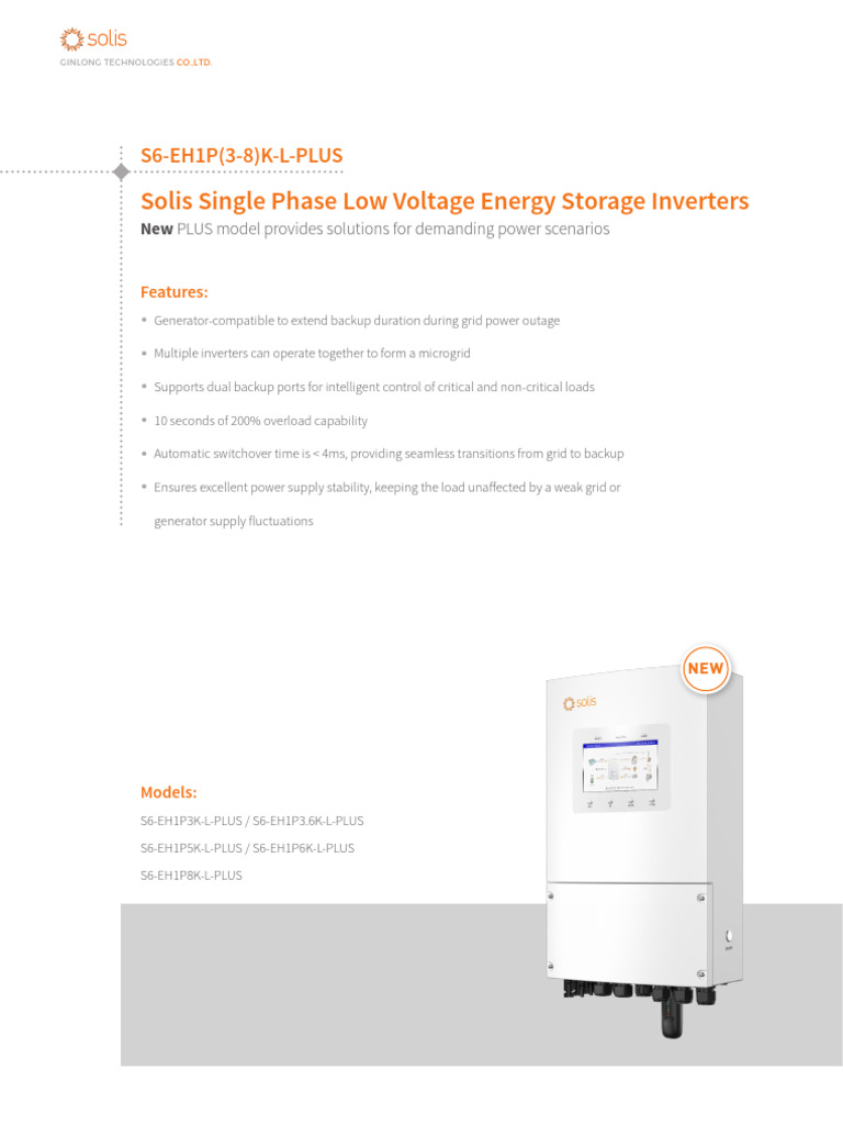Solis S6-EH1P-L-PLUS Datasheet | PDF | Power Inverter | Electric Power ...