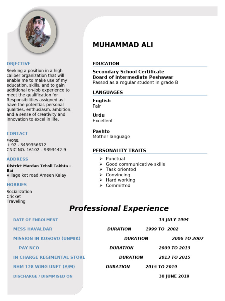 Muhammad Sadiq Khan CV 02 | PDF