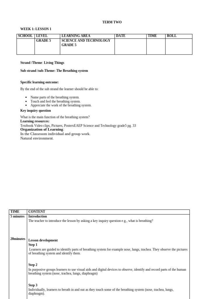 Grade 5 Eaep Science and Technology Lesson Plans Term 2 | PDF ...