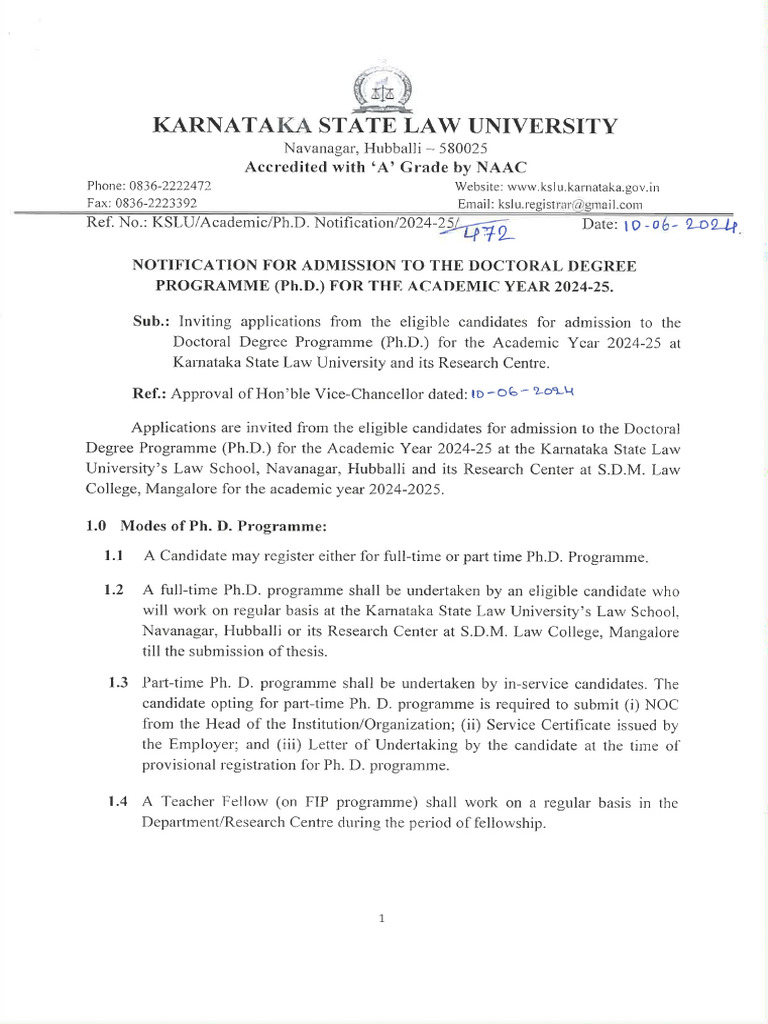 PHD Notification | PDF