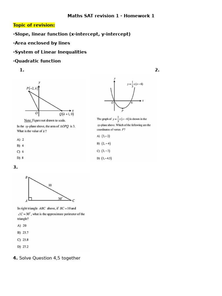 SAT Revision Worksheet 1 | PDF | Elementary Geometry | Chess