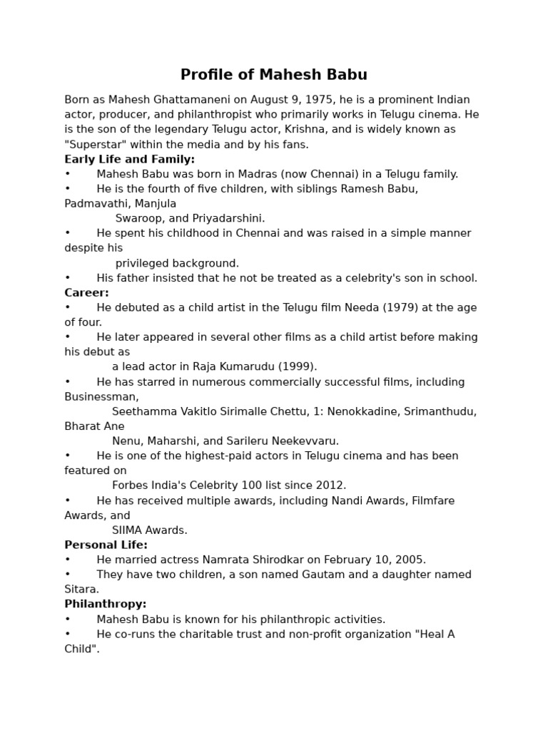 Mahesh Babu | PDF