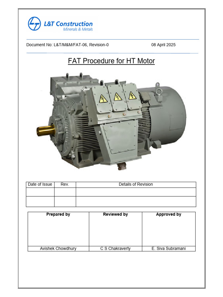 FAT Procedure for HT Motor Testing | PDF | Voltage | Insulator ...
