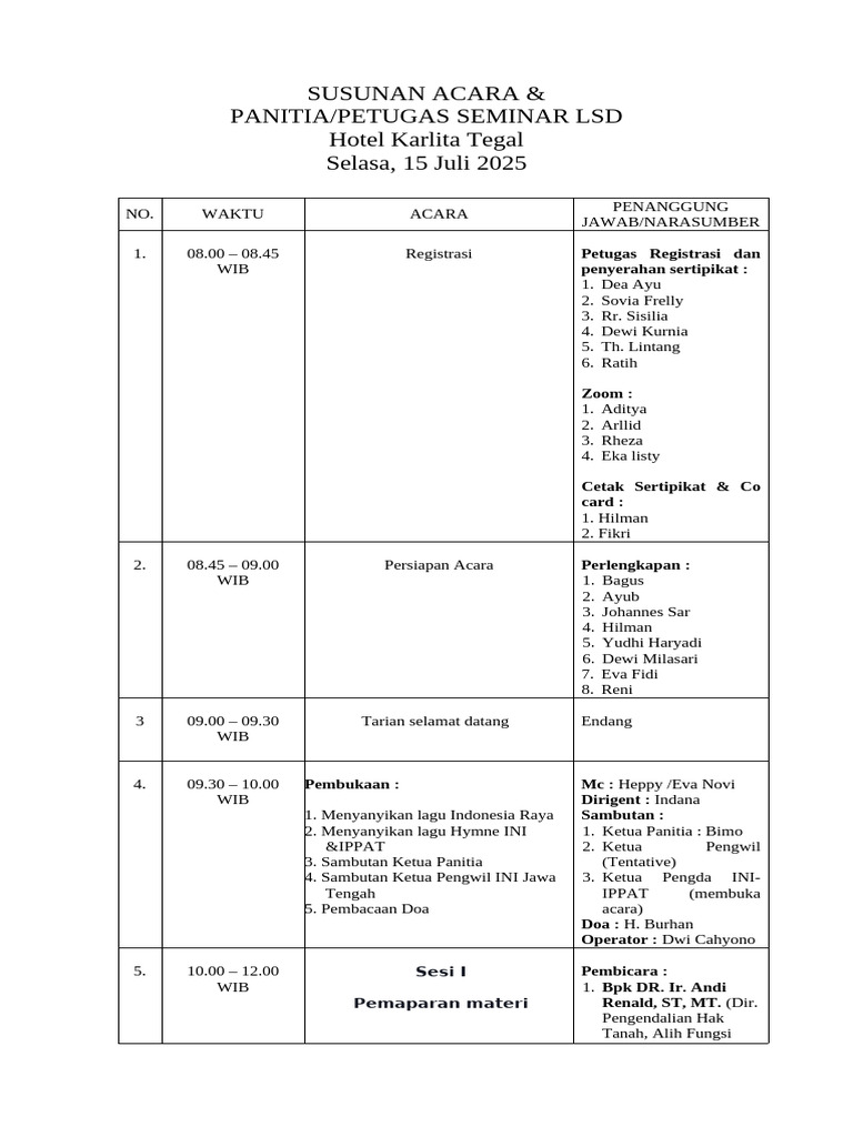 Rundown Acara Seminar LSD 15 Juli 25-2 | PDF