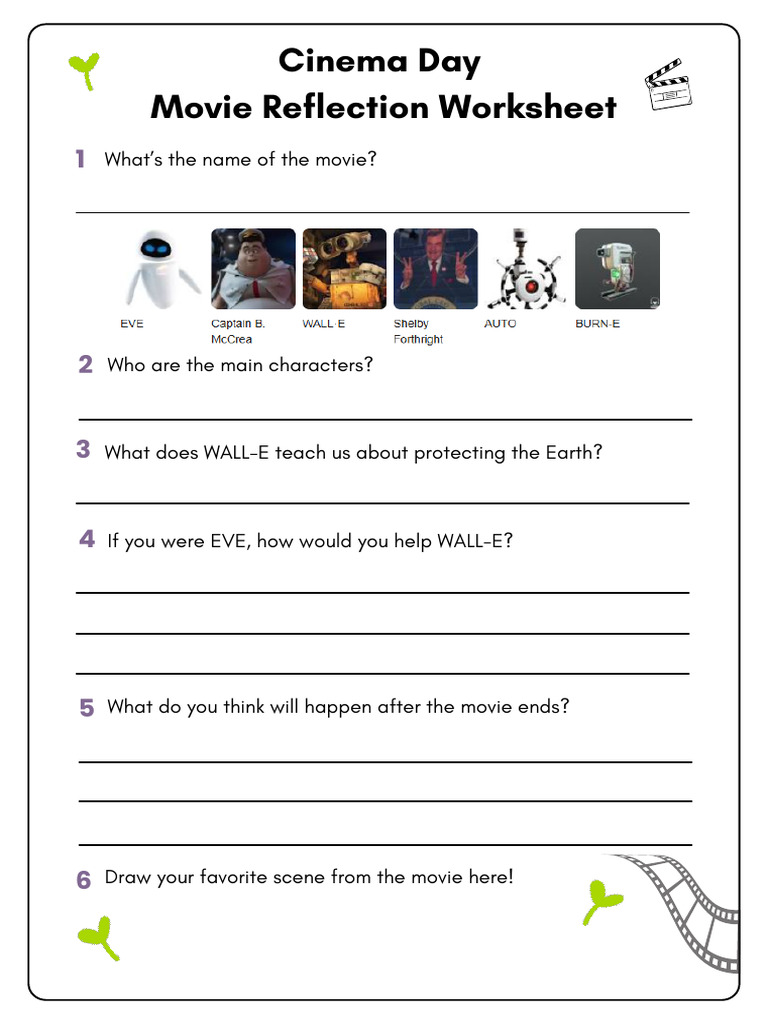 Cinema Day Worksheet Week 4 | PDF