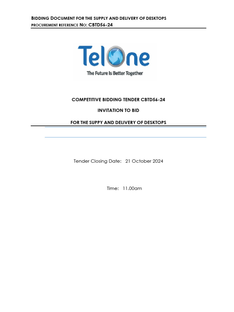 Telone Suppy and Delivery of Desktops | PDF | Specification (Technical ...