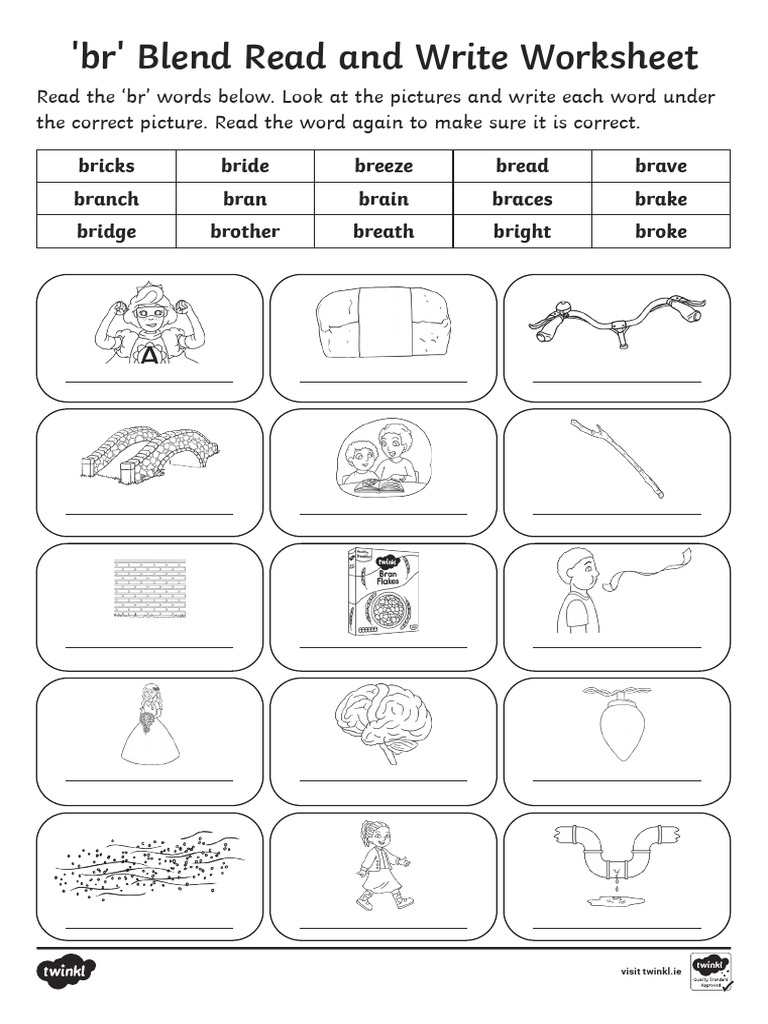 BR Blend Read and Write Worksheet | PDF