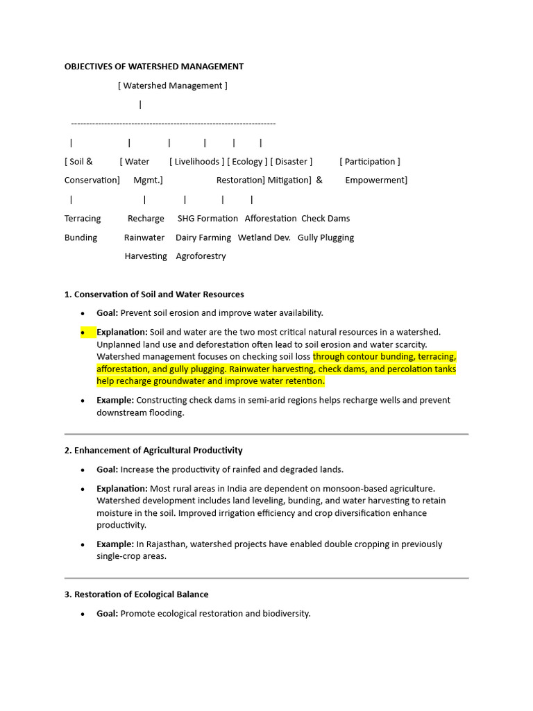 Objectives of Watershed Management | PDF | Groundwater | Environmental ...