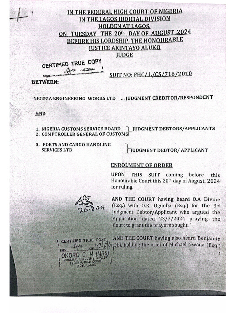 Scanned CTC Order FHC L CS 716 2010 | PDF