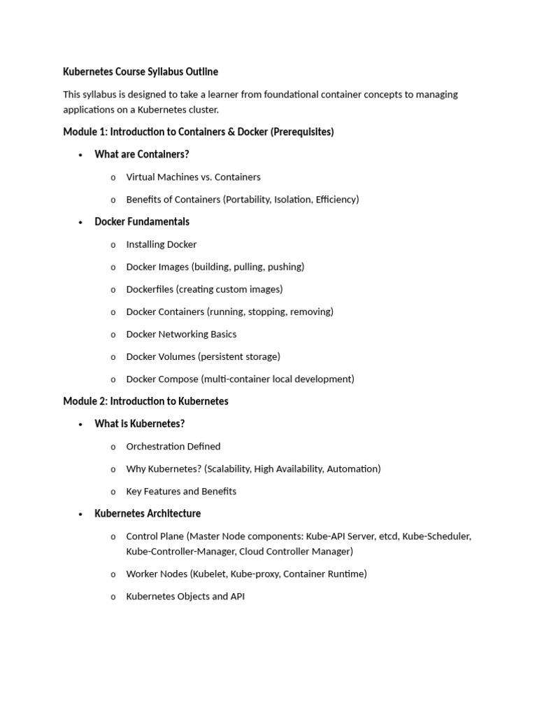 Kubernetes Course Syllabus Outline | PDF | Information Technology ...