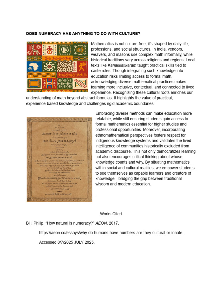Cultural Influences on Mathematics Learning | PDF | Knowledge | Mathematics