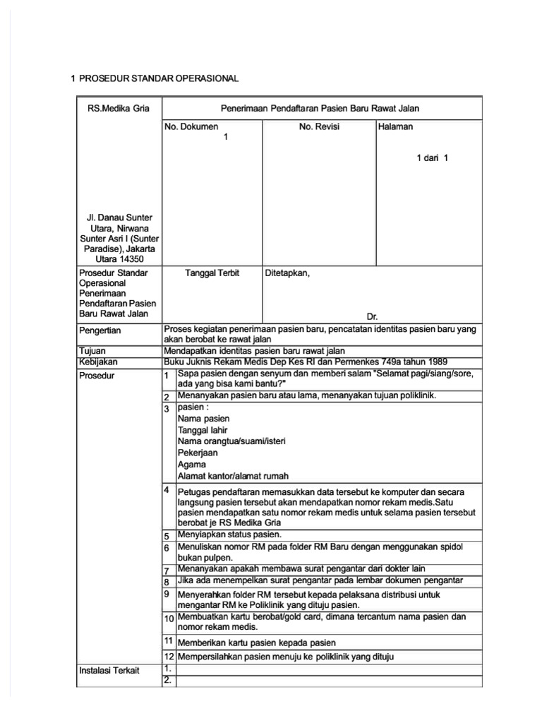 PDF 266313737 Sop Rekam Medis Compress | PDF