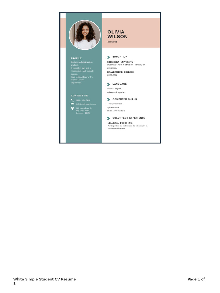 White Simple Student CV Resume | PDF
