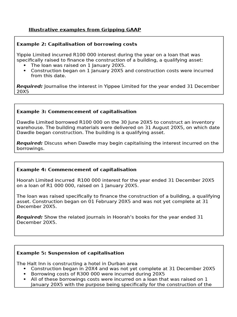 Borrowing Costs Teaching Examples - Capitalisation | PDF | Debt | Economies