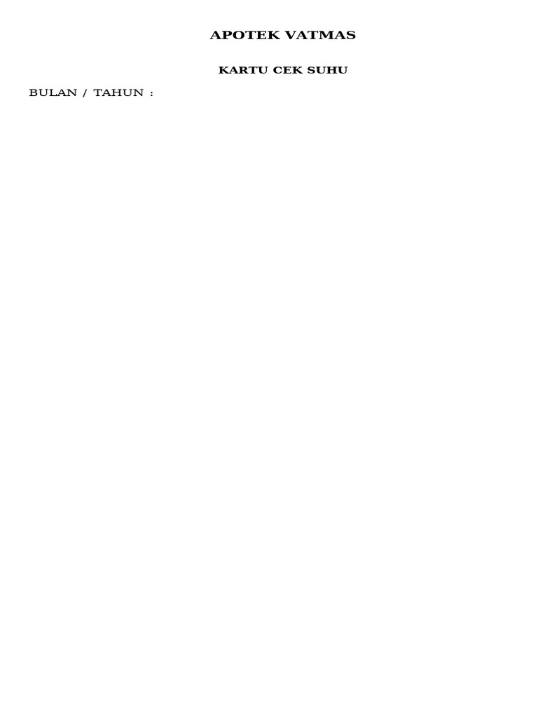 Kartu Cek Suhu Vatmas | PDF