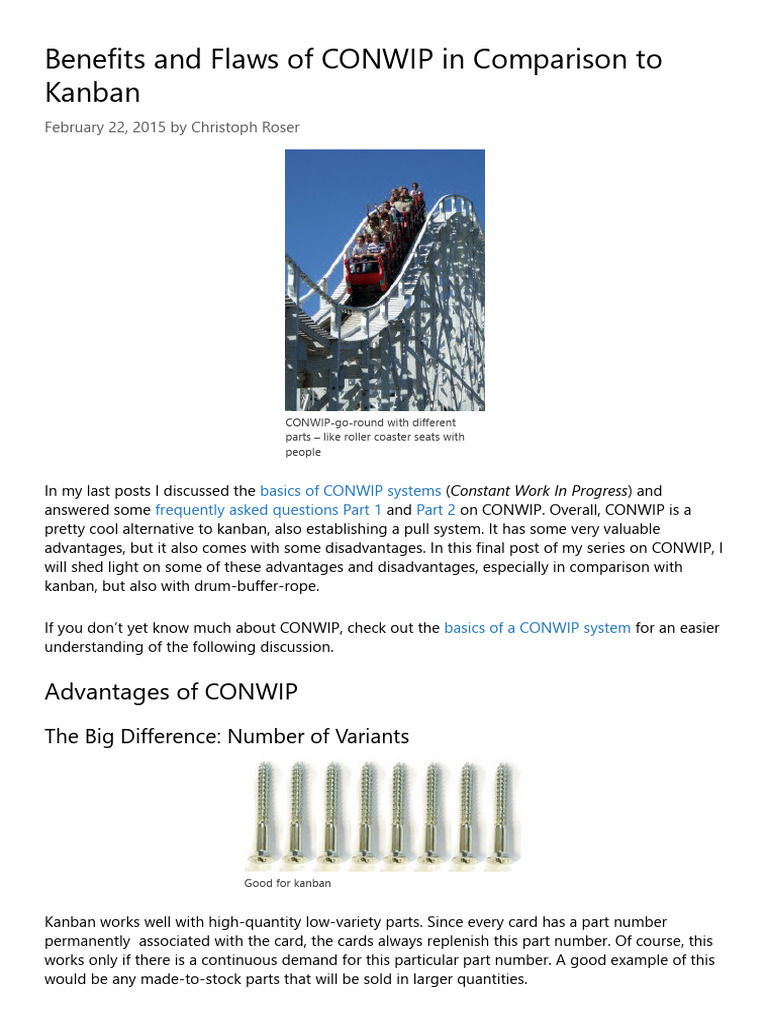 CONWIP vs. Kanban: Key Insights | PDF