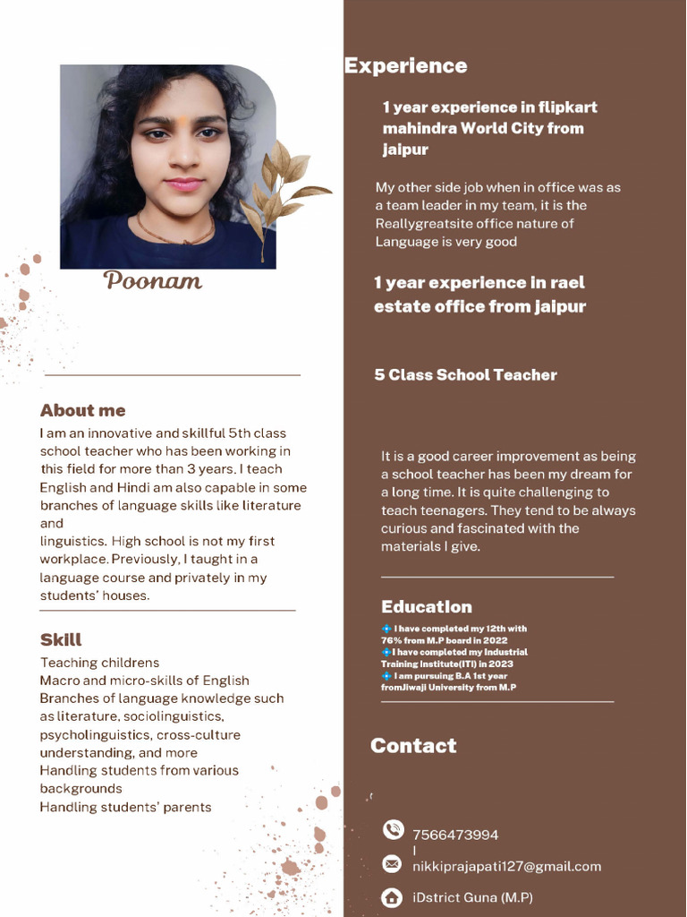 Poonam Resume 0001 | PDF | Science | Linguistics