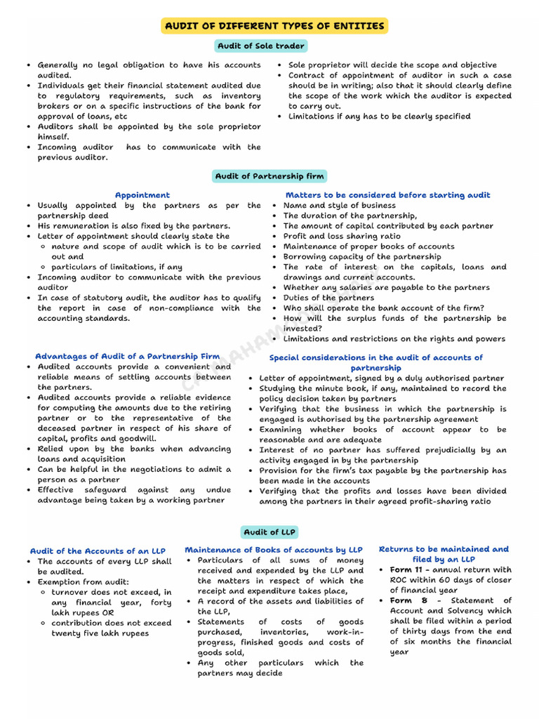Audit of Various Entities Summary | PDF