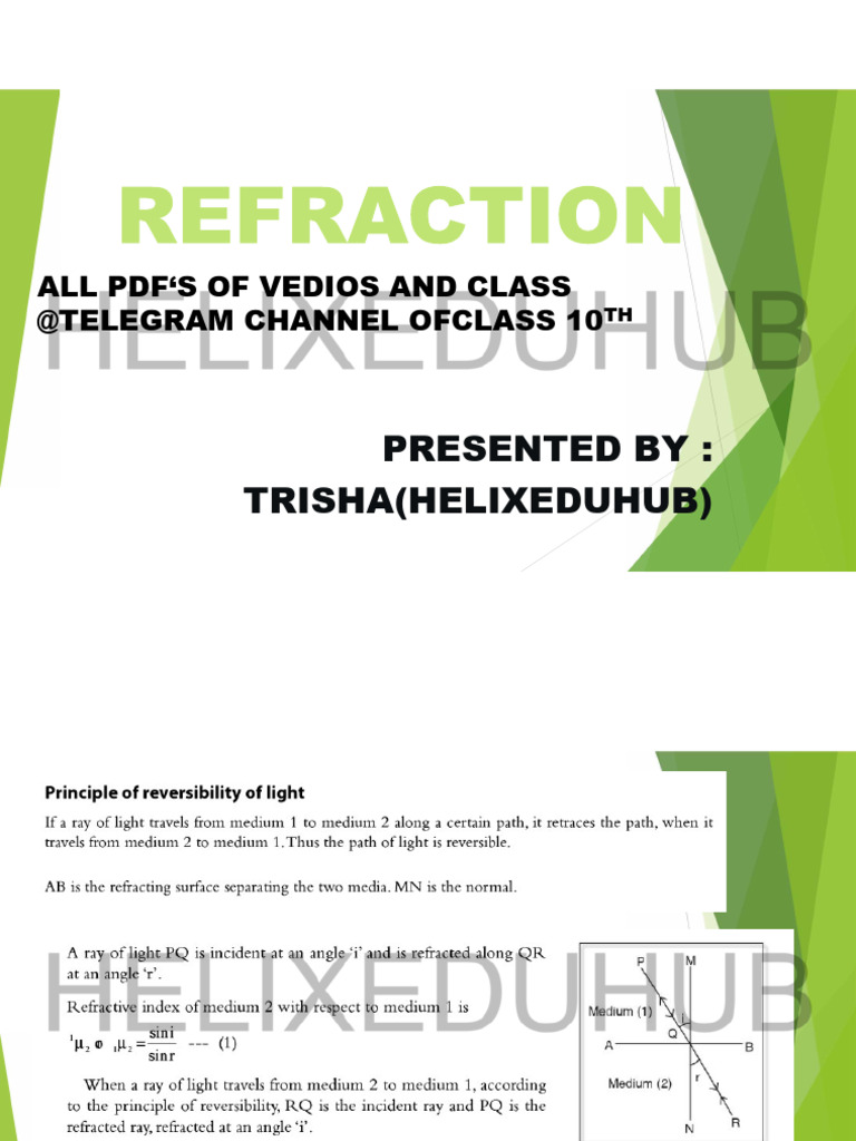 Refraction - 2 Class10 - Watermark | PDF