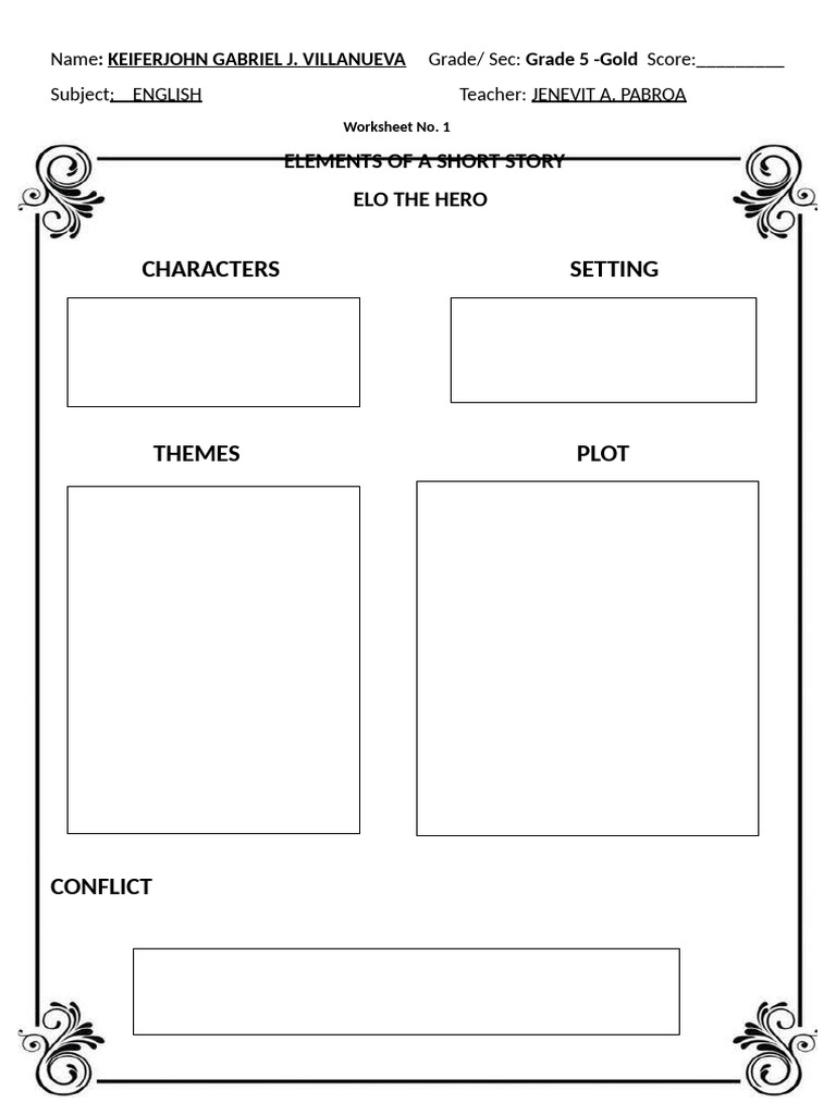 Elements of a Short Story Worksheet | PDF