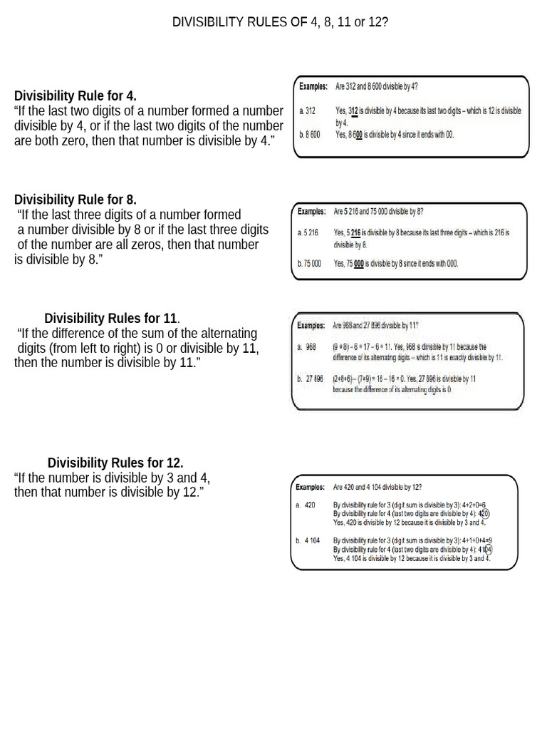 Divisibility Rules of 4 | PDF