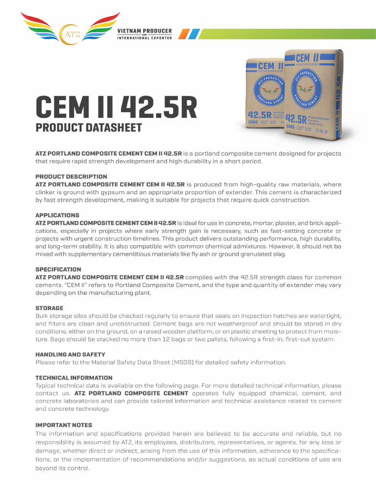 TDS Atz Cem2 42.5R | PDF