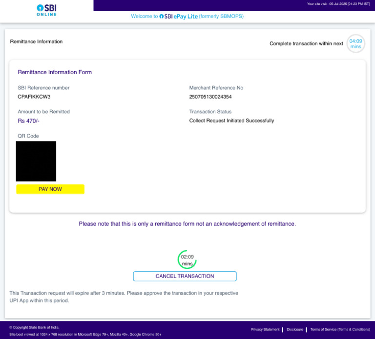 SBI MOPS Transaction Details | PDF