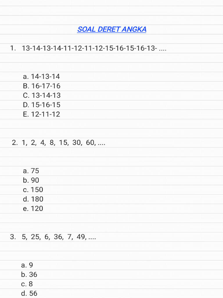 Latihan Soal Variasi Deret Angka | PDF