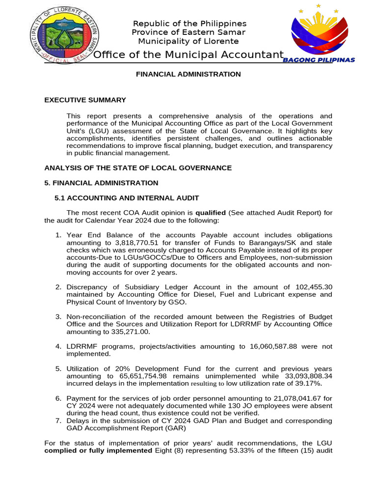Local Governance Financial Summary | PDF | Audit | Accounting