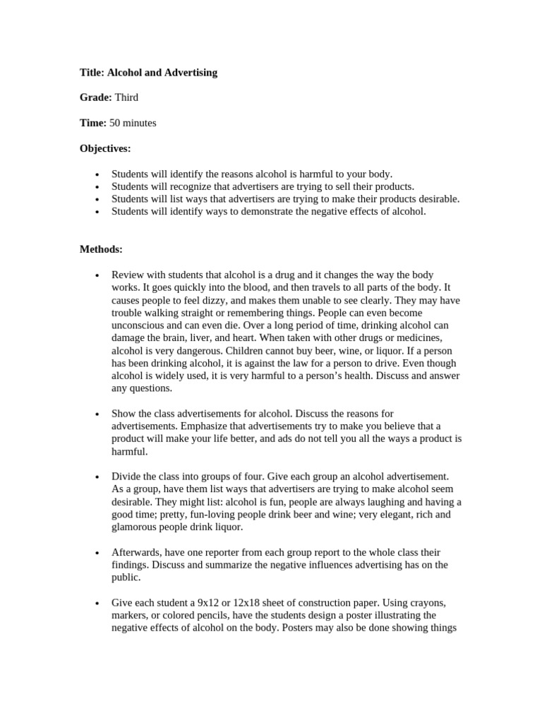 Alcohol's Harmful Effects: Poster Project | PDF | Alcoholic Beverages ...