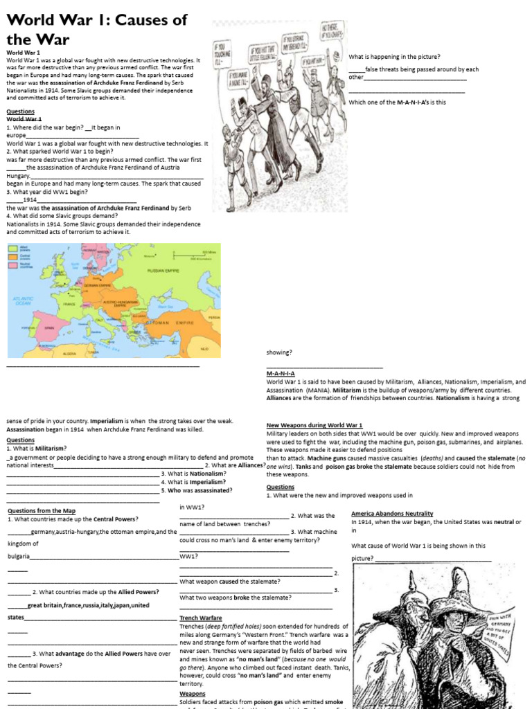Causes of World War 1 Explained | PDF | World War I | Trench Warfare