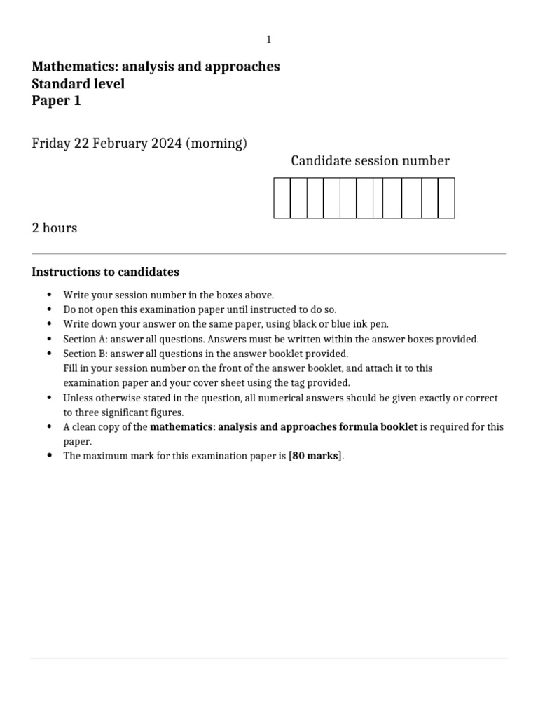 Mathematics Analysis Paper 1 Exam 2024 | PDF | Geometry | Euclidean ...